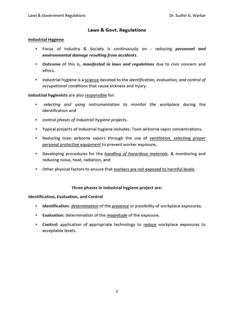 Laws and Regulations | PDF | Occupational Hygiene | Occupational Safety ...
