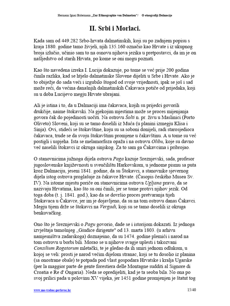 Hermann Ignaz Bidermann-O Etnografiji Dalmacije - 2. Dio | PDF