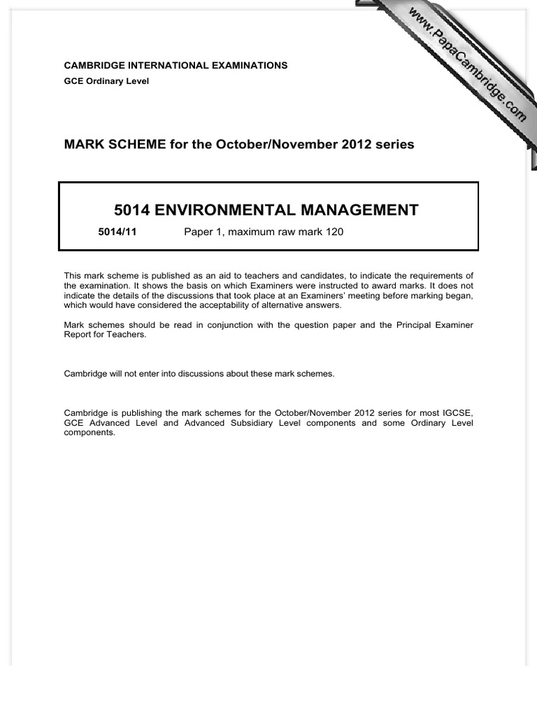 2012 Nov P1 Markscheme | PDF | Soil | Water