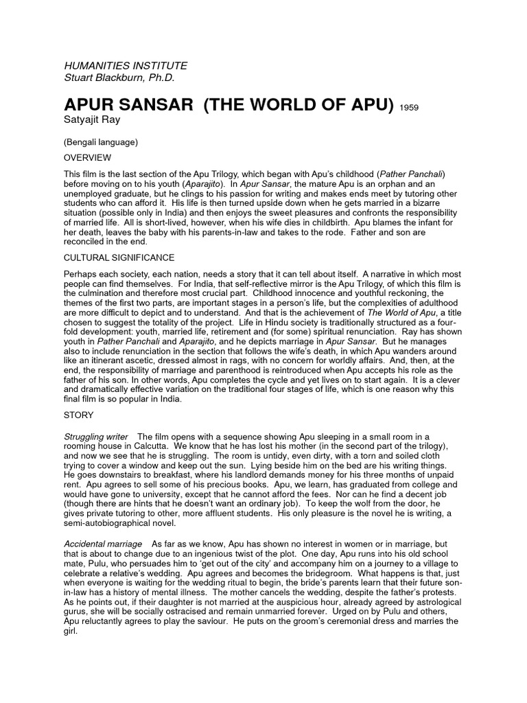 World of Apu Apur Sansar | PDF | Poetry