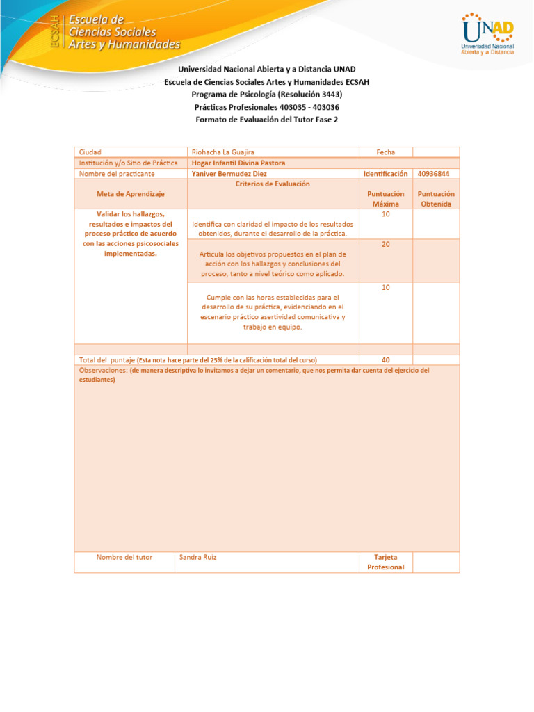 Evaluacion Tutor Fase 2 | PDF | Evaluación | Aprendizaje