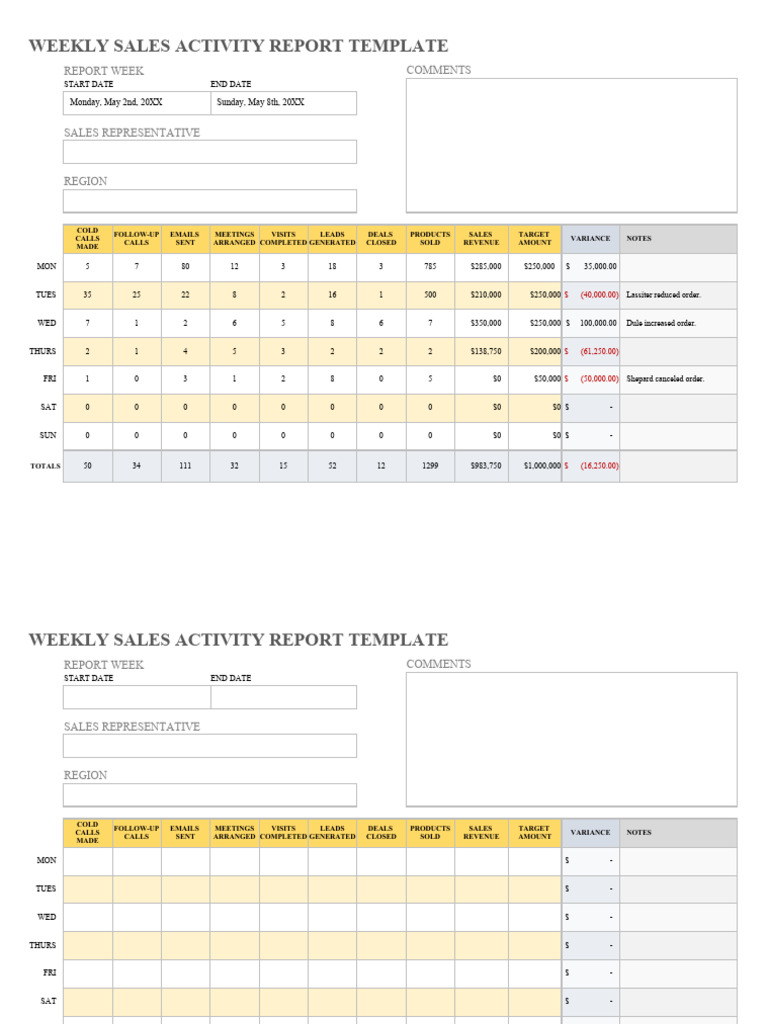 IC Weekly Sales Activity Report 11538 | PDF