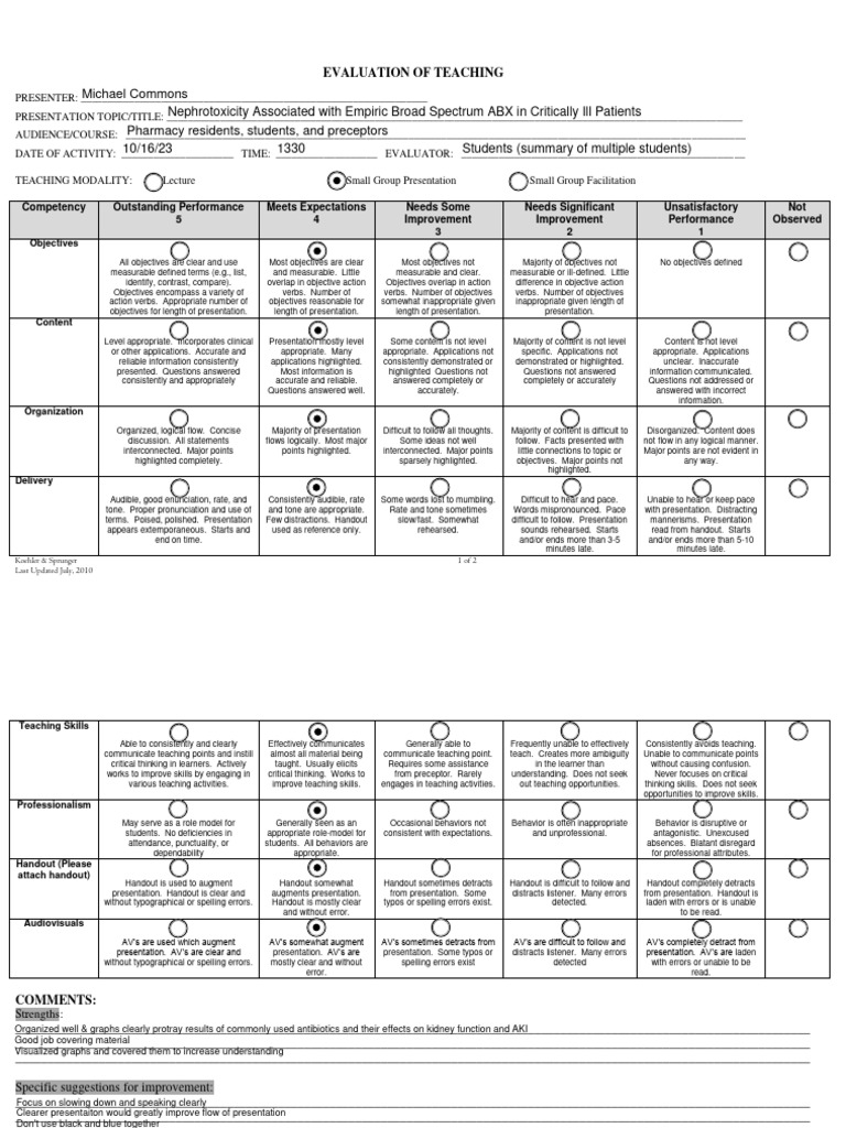 Teaching Evaluation Form Template | PDF | Cognitive Science | Cognition