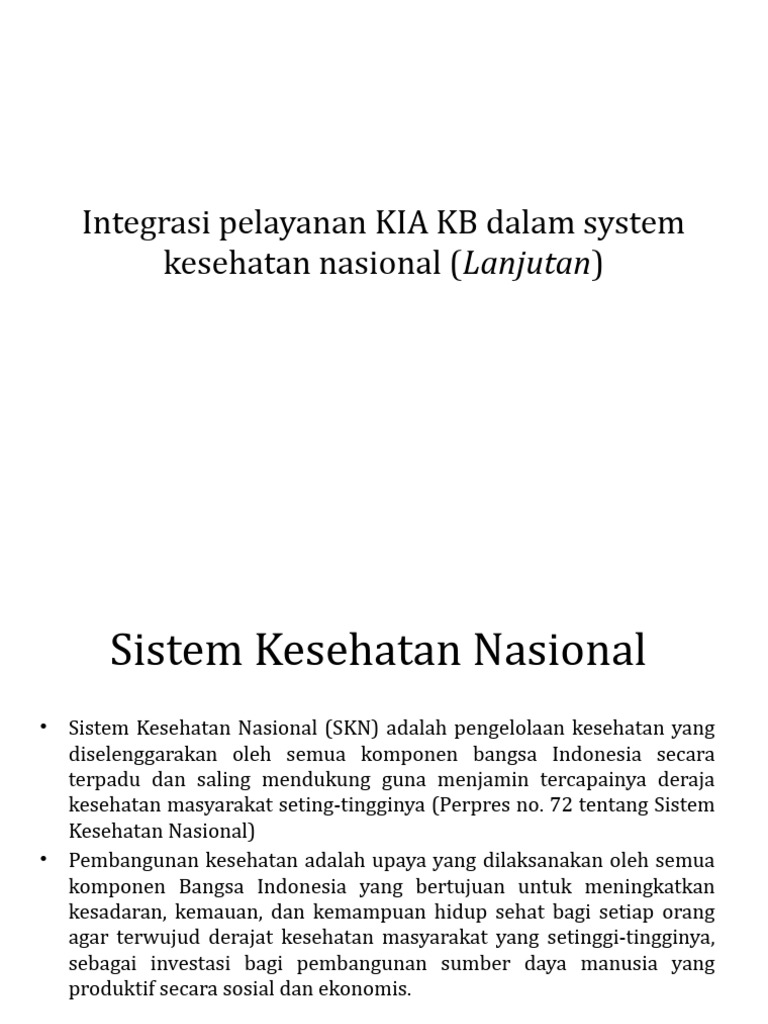 Integrasi KIA KB dalam SKN | PDF | Kesehatan Holistik | Sains & Matematika