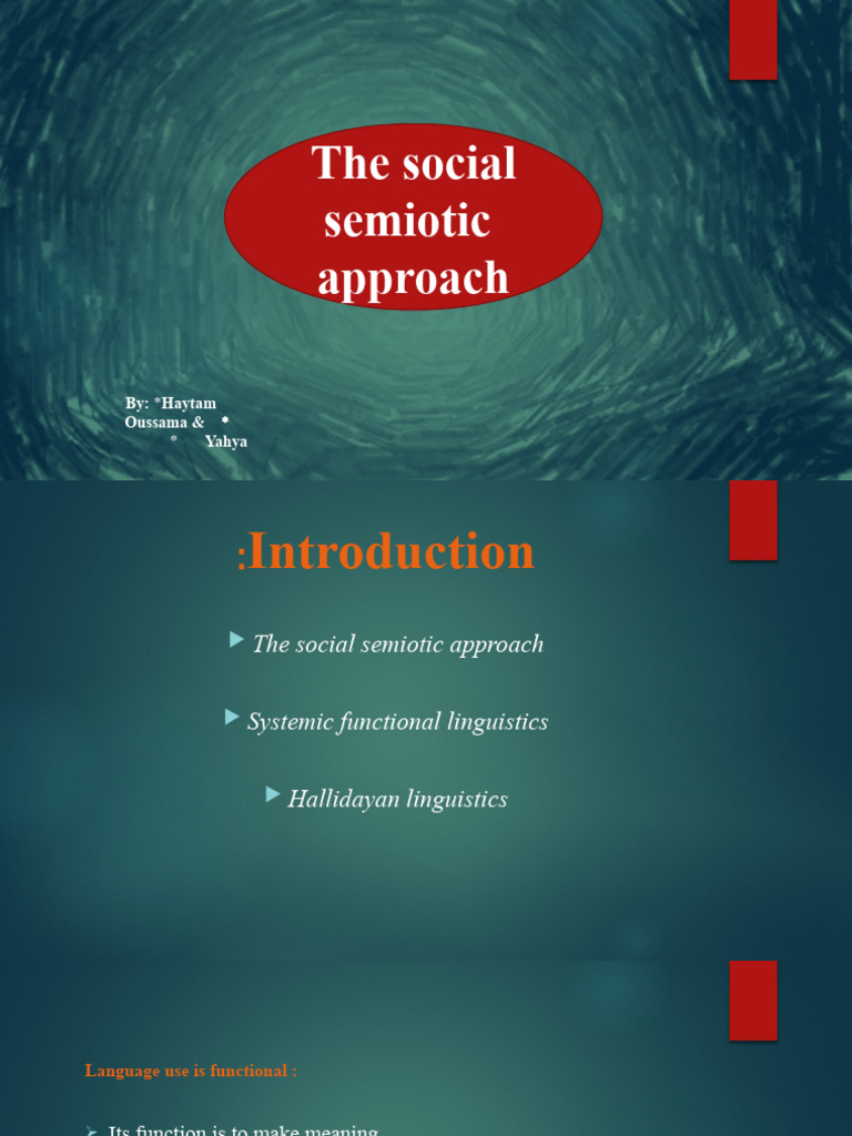 The Social Semiotic Approach - Haytham - Yahya - Oussama | PDF | Narration | Lexicon