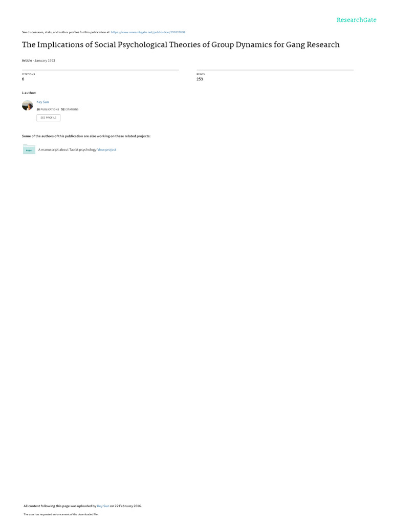 Implications of Social Psychological Theories of Group Dynamics For ...