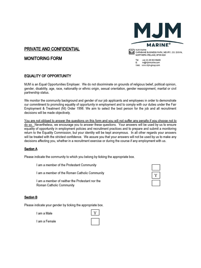 Monitoring Form | PDF | Equal Opportunity | Social Equality