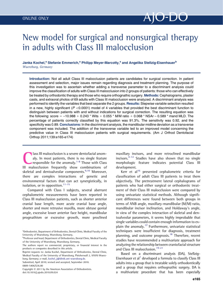 New model for surgical and nonsurgical therapy in adults -- Janka ...