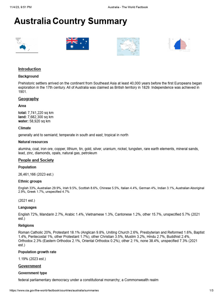 Australia - The World Factbook | PDF | Australia | Economies