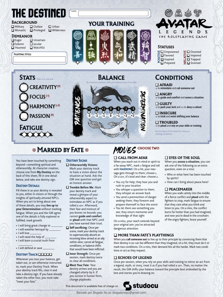 Avatar Legends Ficha | PDF
