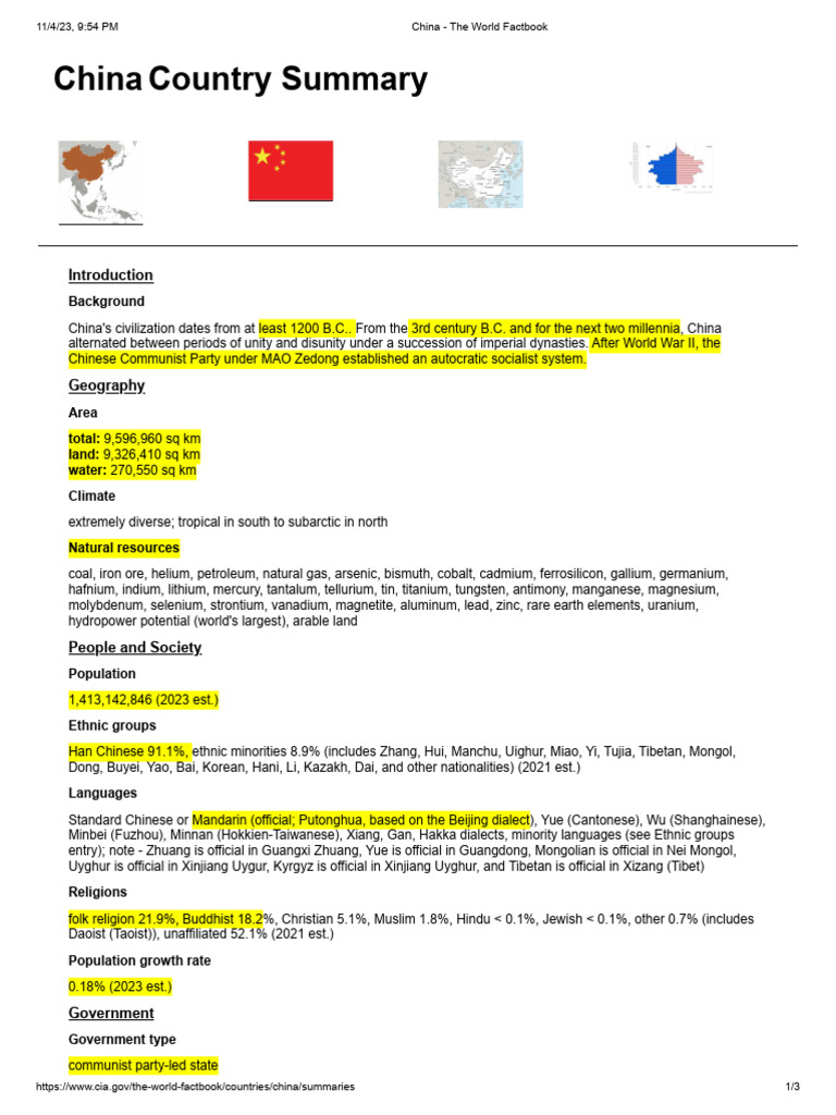 China - The World Factbook | PDF | China | World Politics