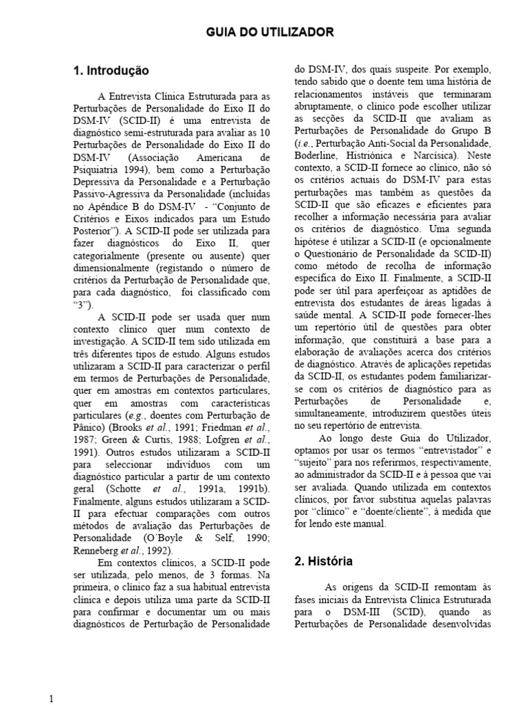 Scid Ii Manual Do Utilizador | PDF | Manual Diagnóstico e Estatístico de Transtornos Mentais ...