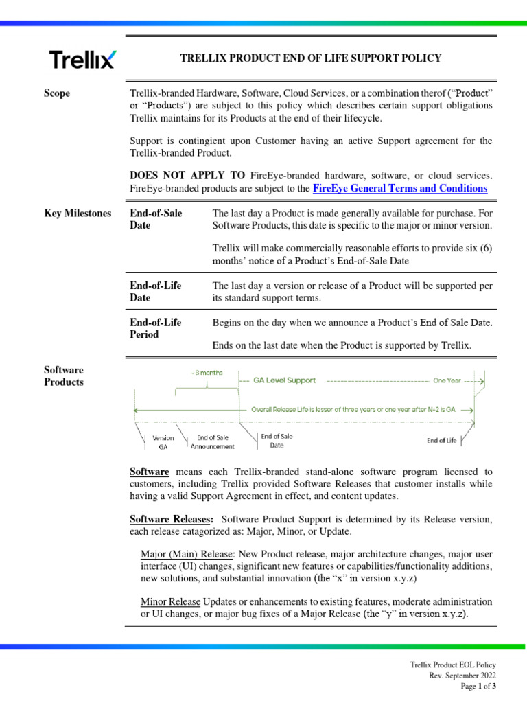 Trellix Product End-of-Life Policy | PDF | Software Release Life Cycle ...
