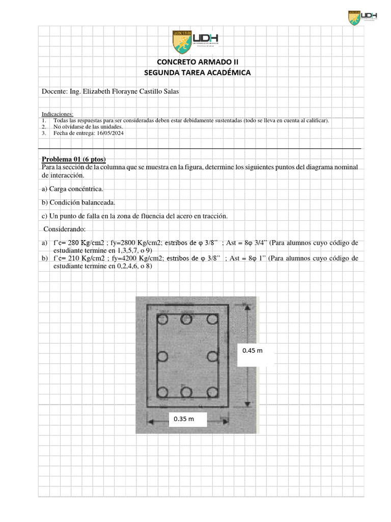 Segunda Tarea Acádemica - Concreto Armado Ii | PDF | Ingeniería estructural | Ingeniería de ...