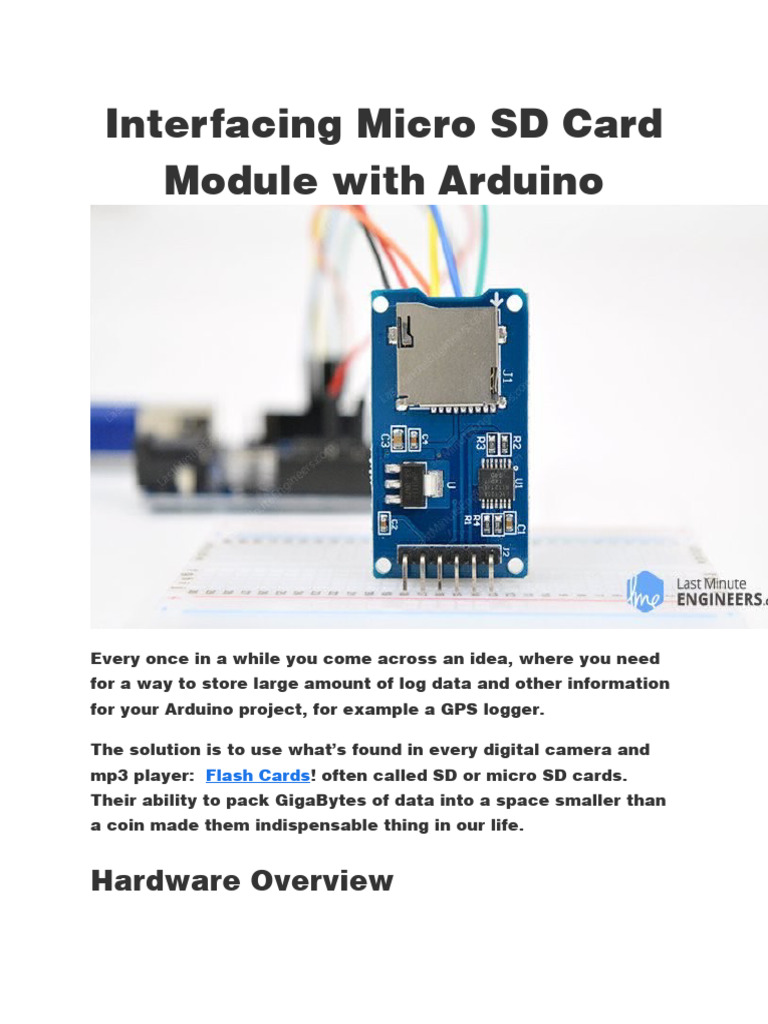 Interfacing Micro Sd Card Module With Arduino Pdf Computer File