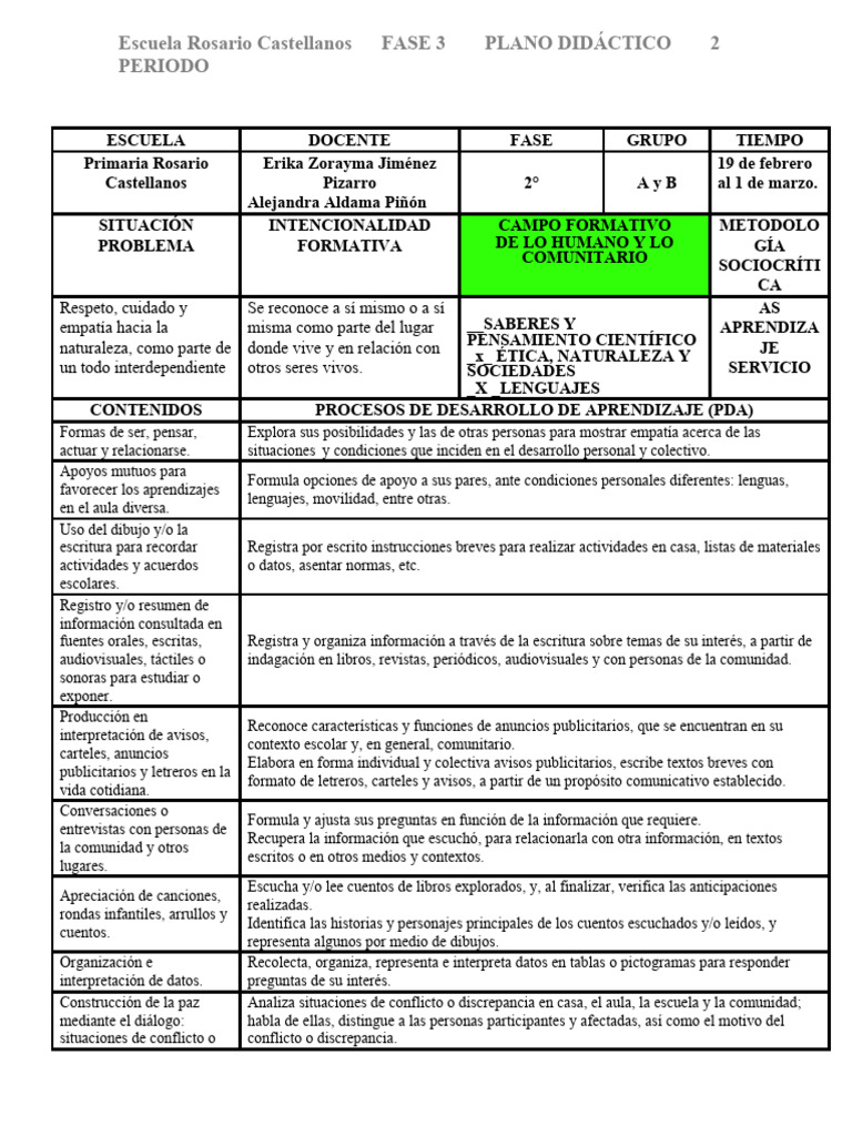 Fase 3 Plano Didáctico | Descargar gratis PDF | Empatía | Escuelas