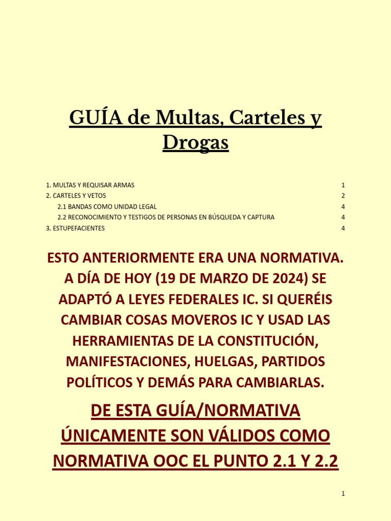 Guia Multas Carteles y Drogas 2.0 1 | PDF | Cannabis (Droga) | Crímenes