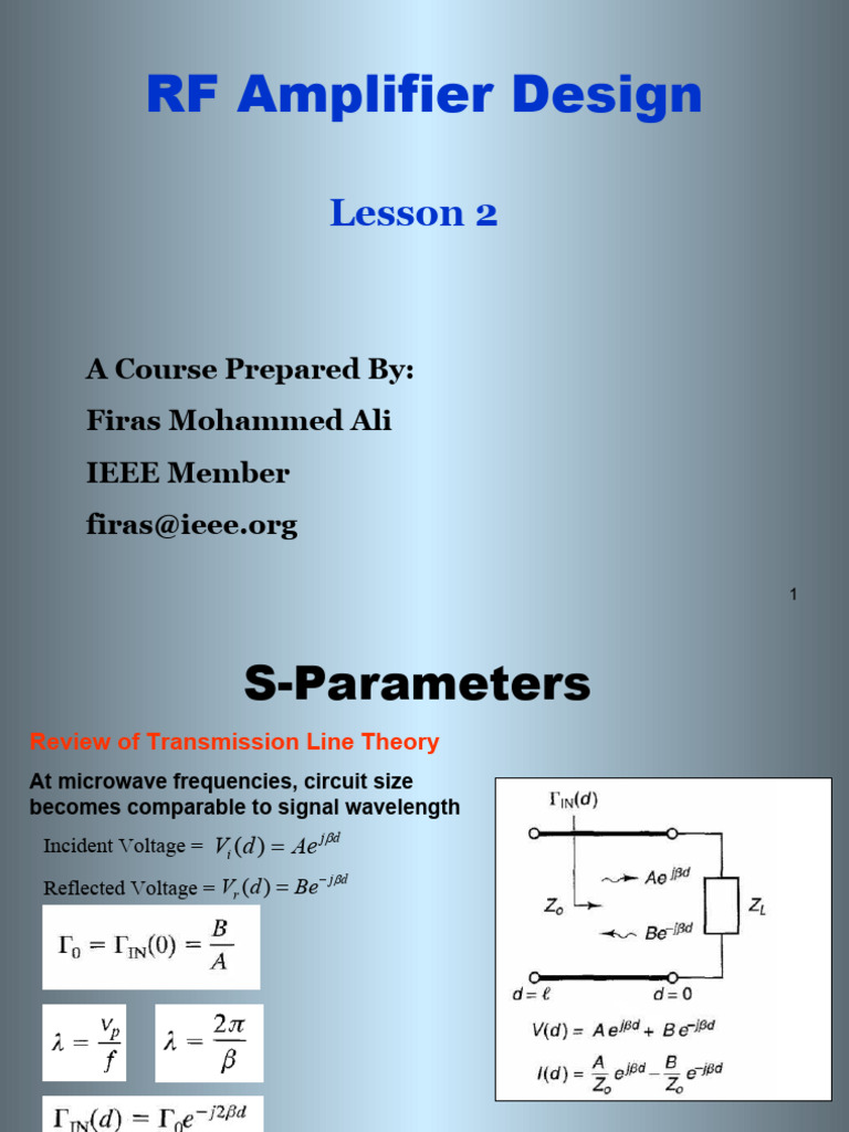 RF Amplifier S-Parameter Guide | PDF | Electrical Engineering ...