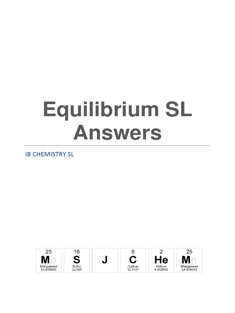 Topic 7 - Equilibrium SL - Answers | PDF | Chemical Equilibrium | Chemical Reactions