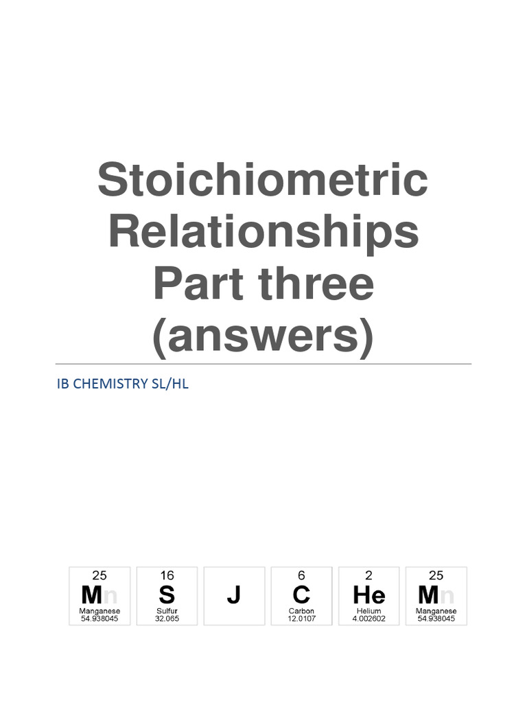 Stoichiometric Relationships in Solutions | PDF | Concentration ...