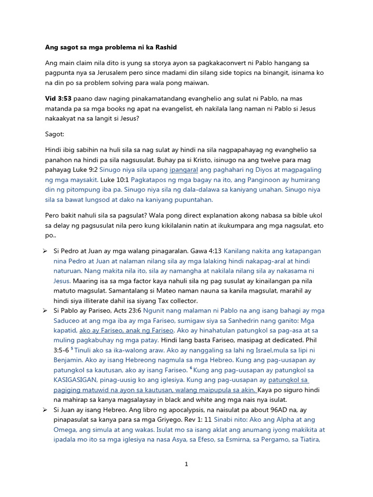 Ang Sagot Sa Mga Problema Ni Ka Rashid | PDF