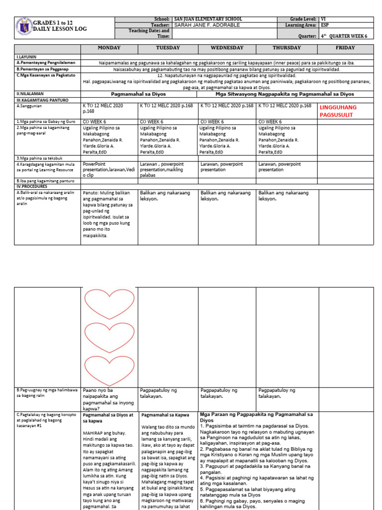 Esp 6 - DLL - Week 6 - Q4 | PDF