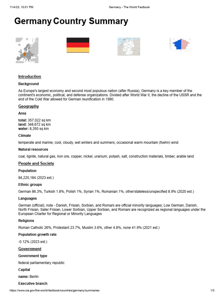 Germany - The World Factbook | PDF | Germany | World Politics