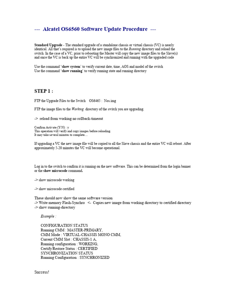 Alcatel OS6560 Software Update Procedure 28.3.2024 | PDF | File Transfer Protocol | Computer ...