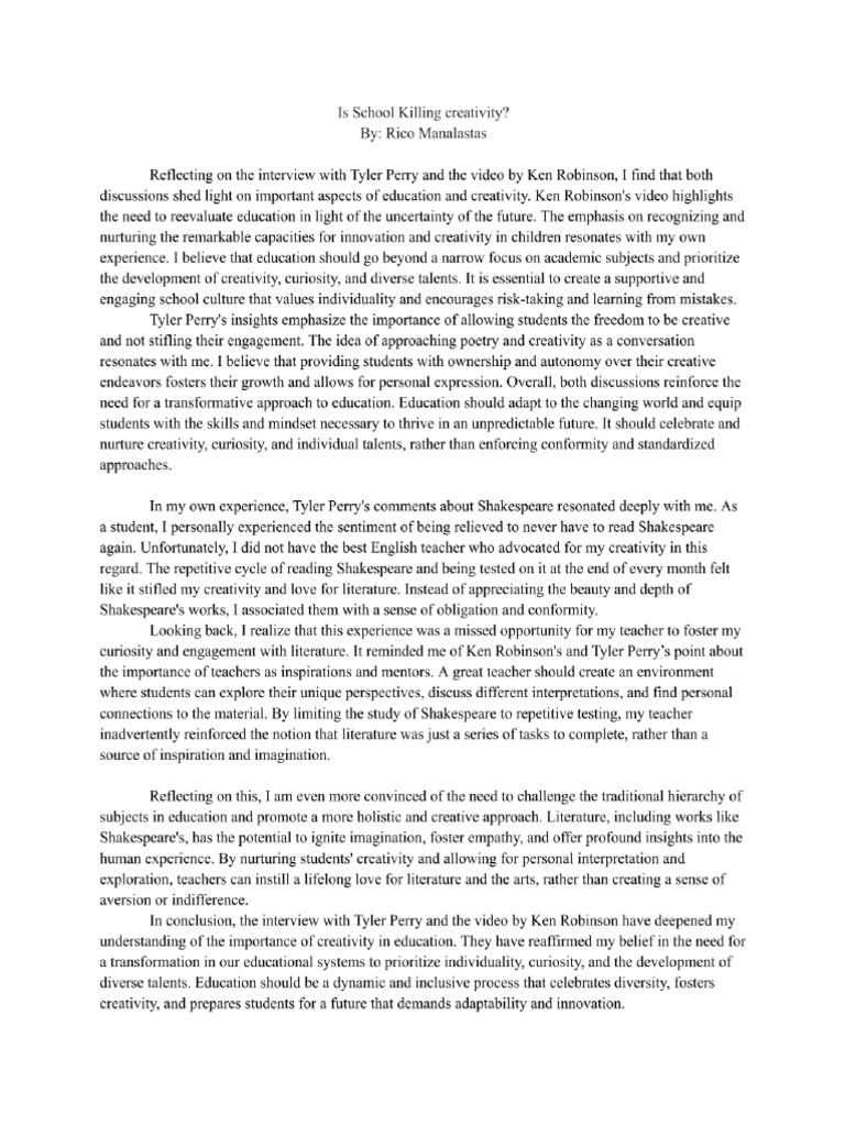 Is School Killing Creativity | PDF
