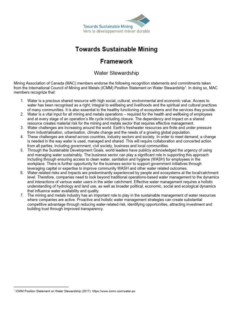 TSM Water Stewardship Framework | PDF | Water Resources | Water