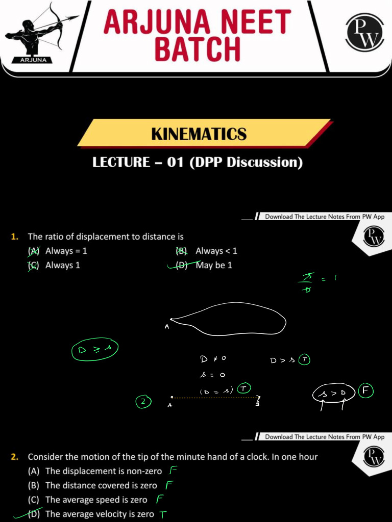Kinematics - DPP 01 Solution Notes | PDF Kinematics - DPP 01 Solution Notes | PDF