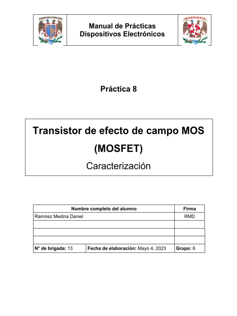 Reporte Practica 8 | PDF | Mosfet | Transistor