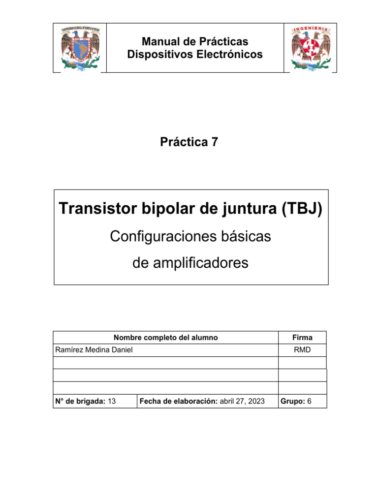 Reporte Practica 7 | Descargar gratis PDF | Transistor de unión bipolar | Transistor