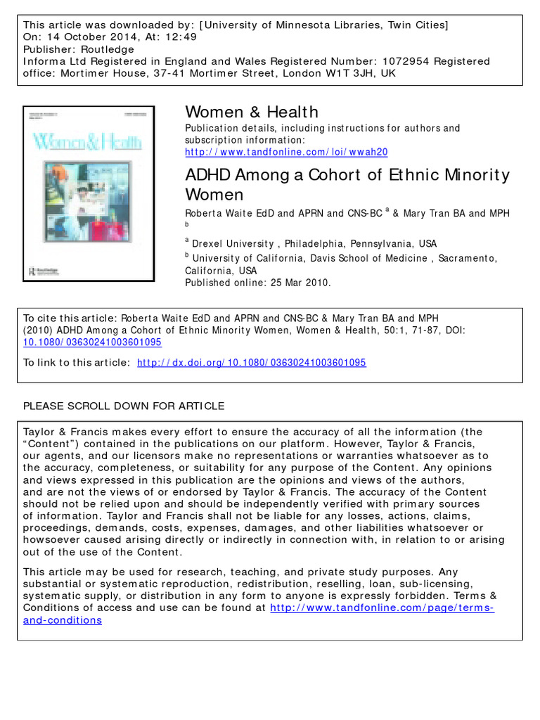 ADHD Among A Cohort | Download Free PDF | Attention Deficit Hyperactivity Disorder | Adult ...