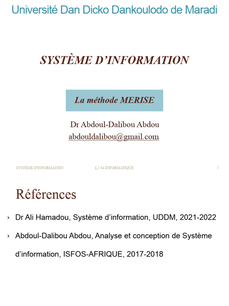 Cours 3 Méthodologie MERISE | PDF | Informatique | Informatique