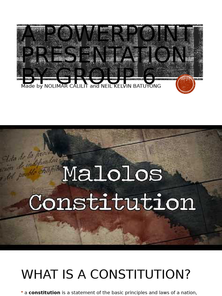 NKB Malolos Constitution PPT 1 | PDF | World Politics | President Of ...