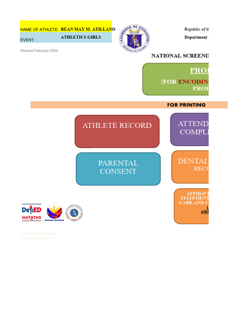 2024 - Athlete-Record FINAL ATILLANO | PDF | Human Tooth | Clinical Medicine