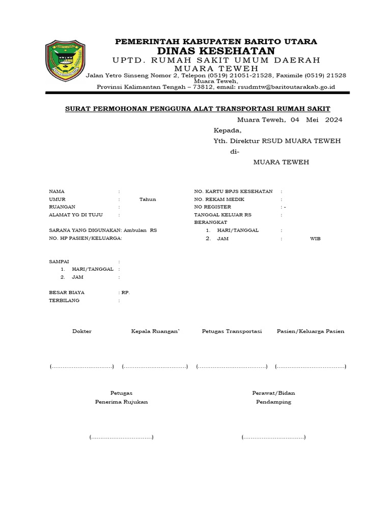 Surat Permohonan Penggunaan Ambulan Rs | PDF