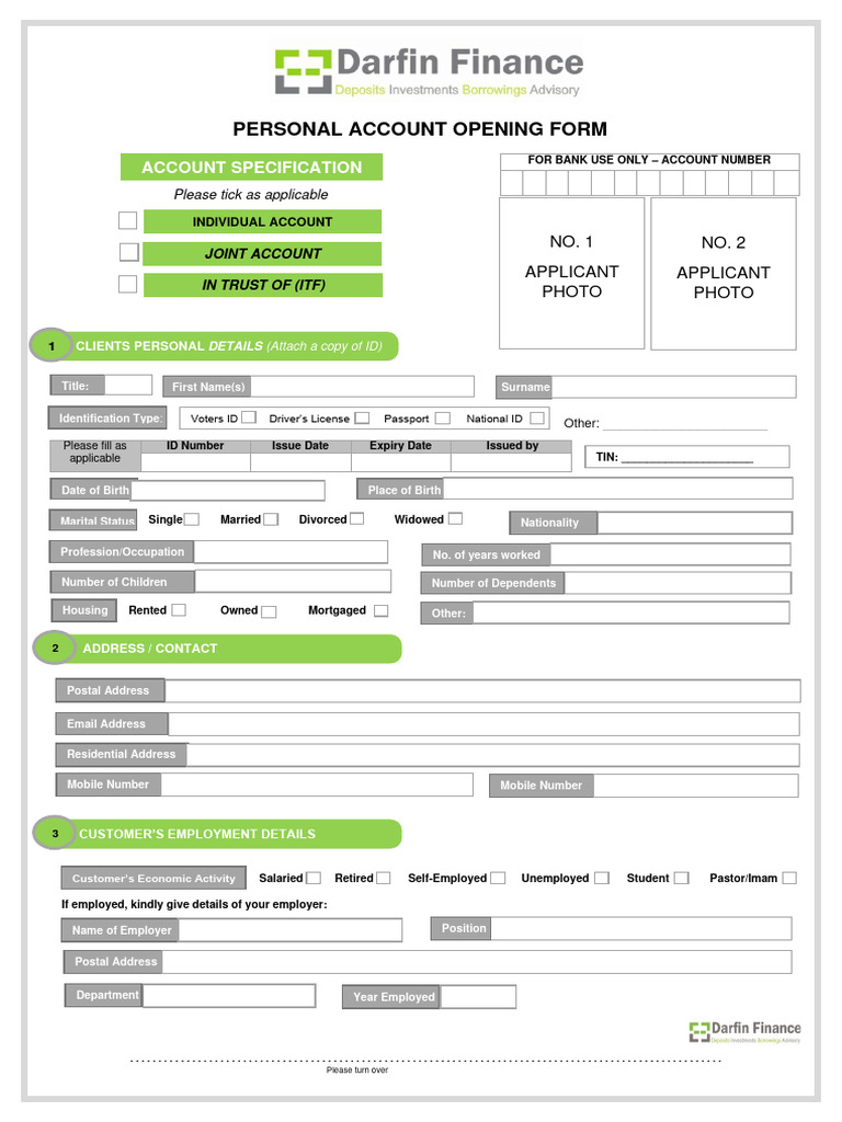 Account Opening Form Individual Fillable | PDF | Interest Rates ...
