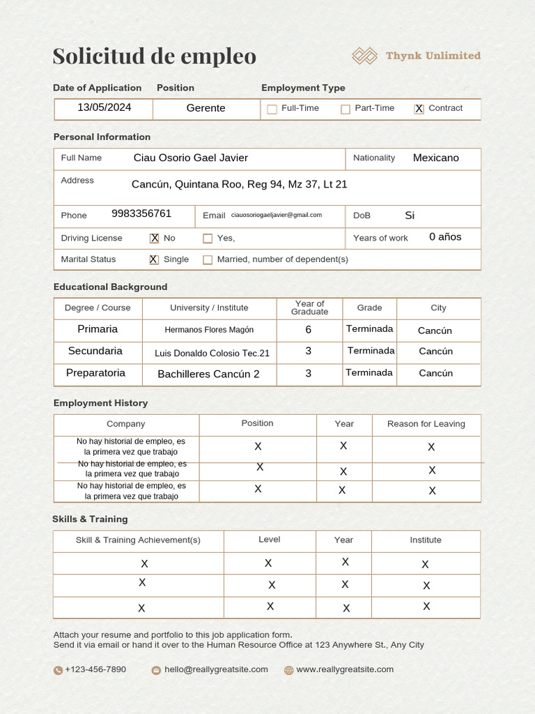Professional Job Application Form Document A4 | PDF | Business | Employment
