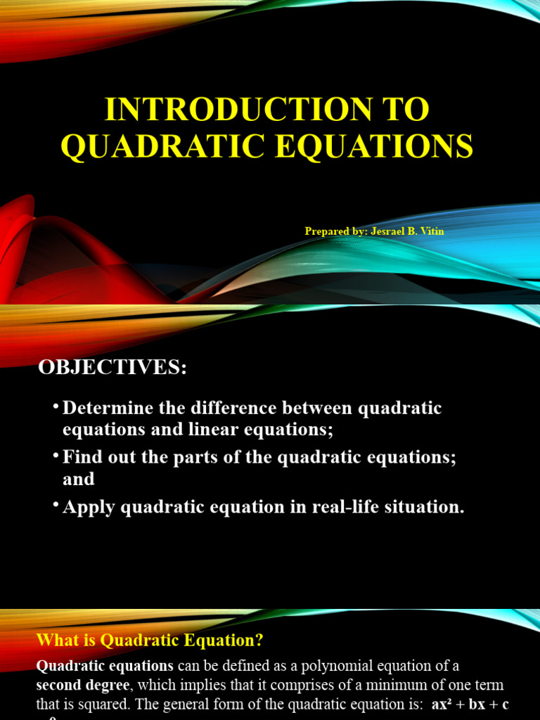 Introduction To Quadratic Equations | Download Free PDF | Equations ...
