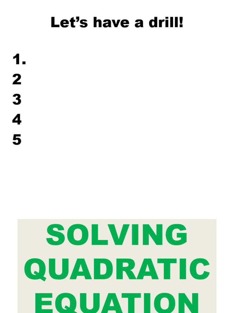 Solving Quadratic Equations Methods | PDF | Factorization | Quadratic ...