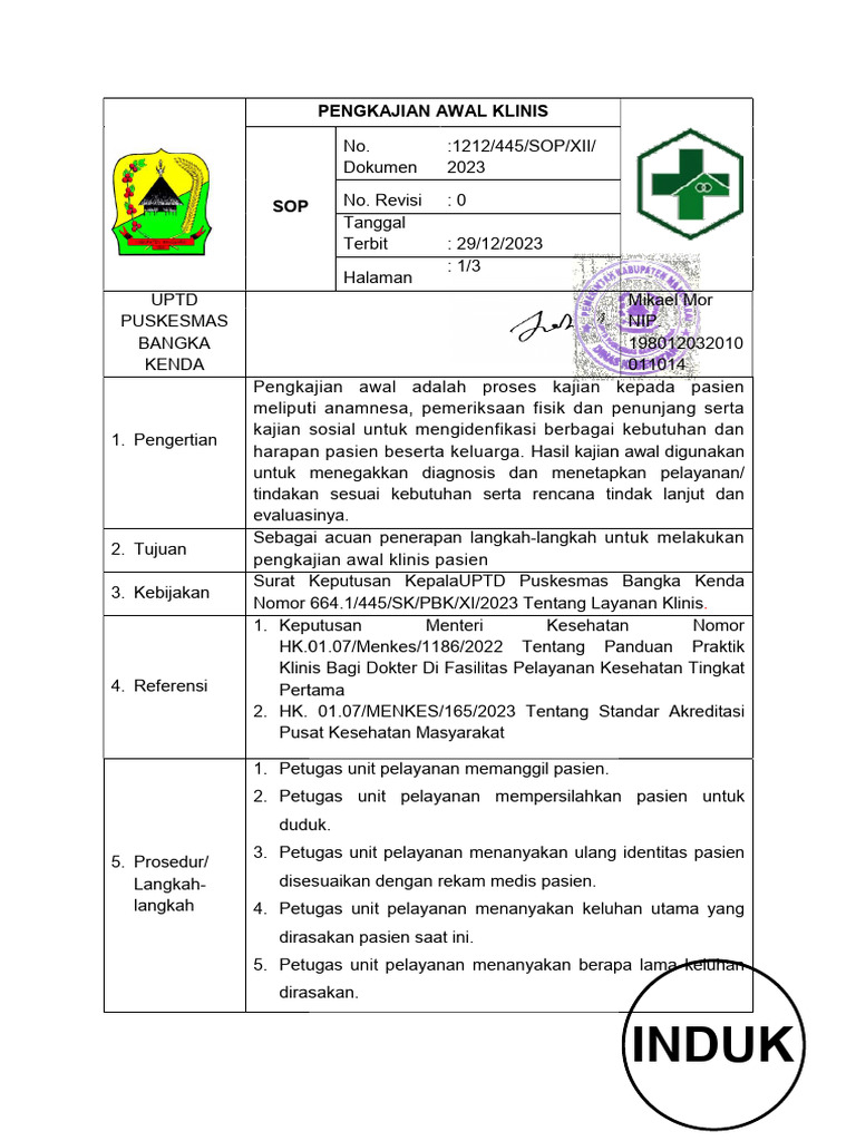 SOP Kajian Awal Kli | PDF | Pengembangan Diri | Kesehatan Holistik