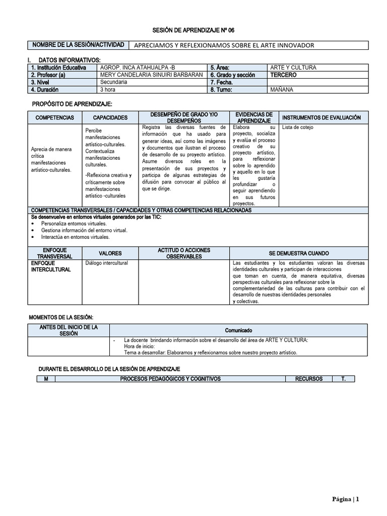 4 Exp 7 Act 1 SESION | PDF | Evaluación | Aprendizaje