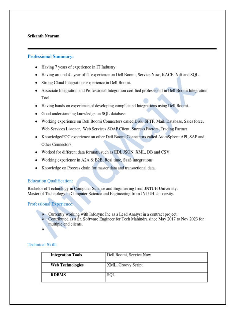 Srikanth Resume | PDF | Web Service | Databases