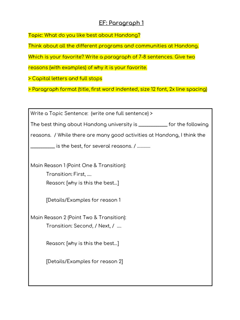 EF - Paragraph 1 (Outline) | PDF | Paragraph | English Language