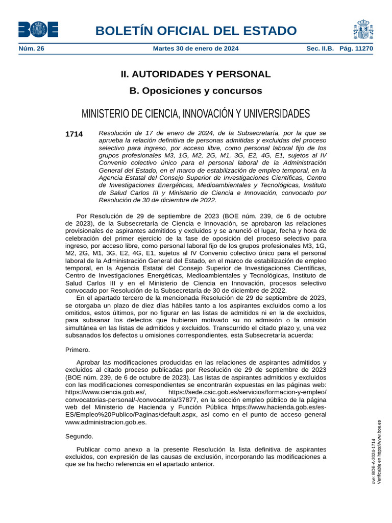 BOE-A-2024-1714 | PDF | Gobierno | España