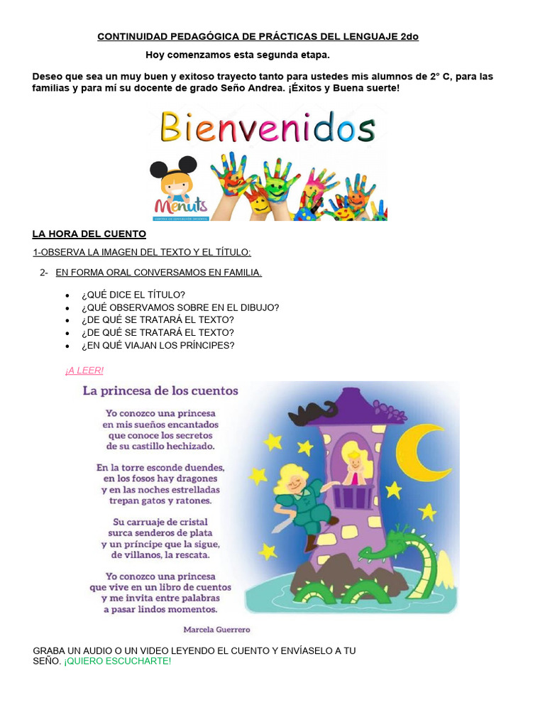 1era Act. de Prácticas Del Lenguaje 2do | PDF