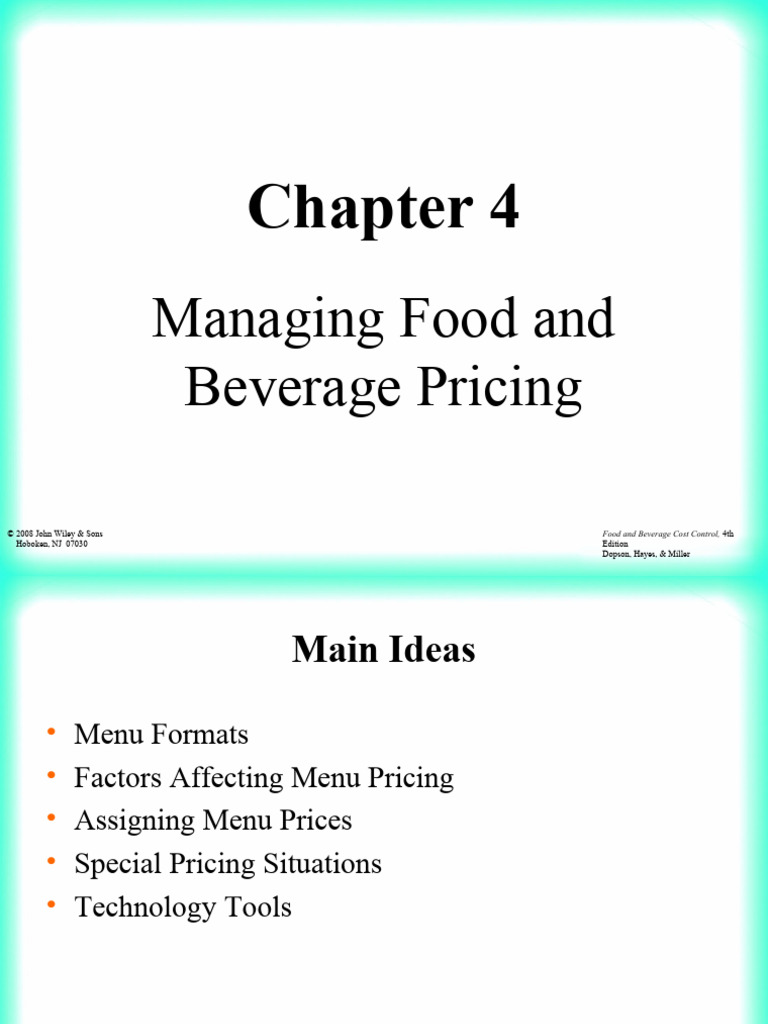 Chapter 4 Managing Food and Beverages | PDF | Menu | Cost Accounting