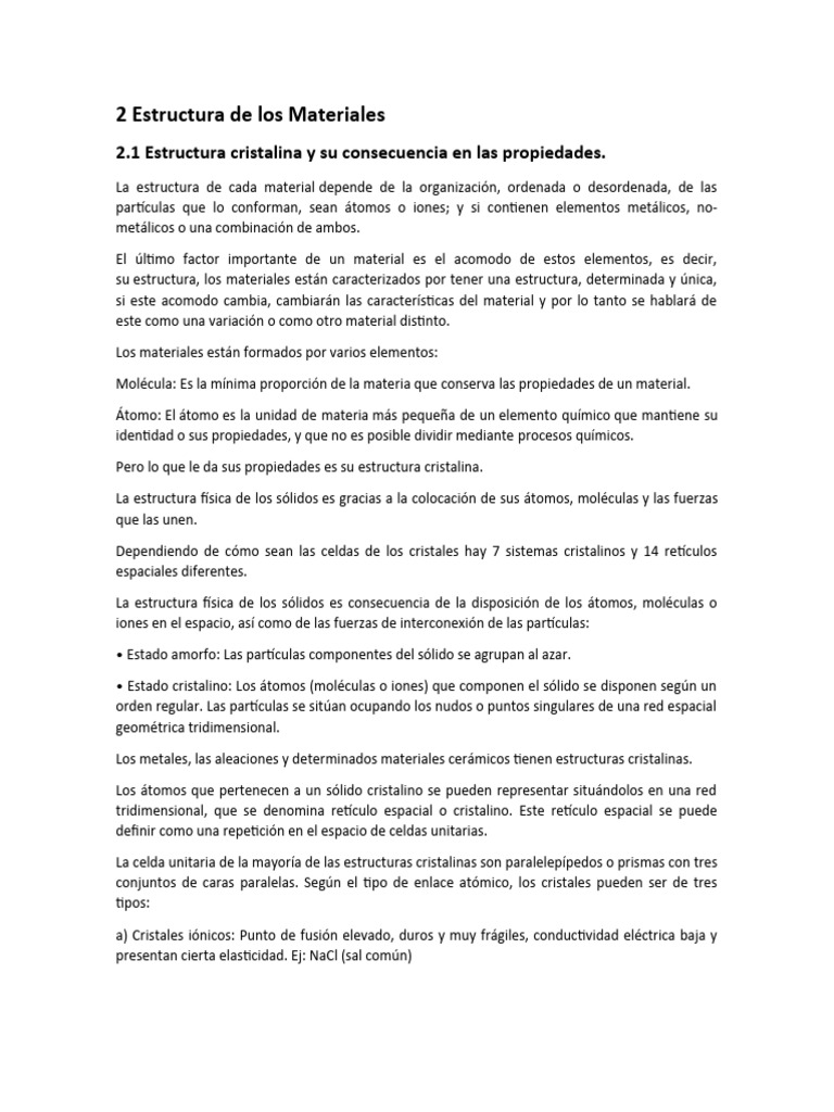 Estructura y Propiedades de Materiales Metálicos | PDF | Material ...
